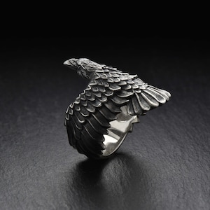 Sterling Silver Raven Ring, Handmade Bird Ring, Raven Lovers Gift ...