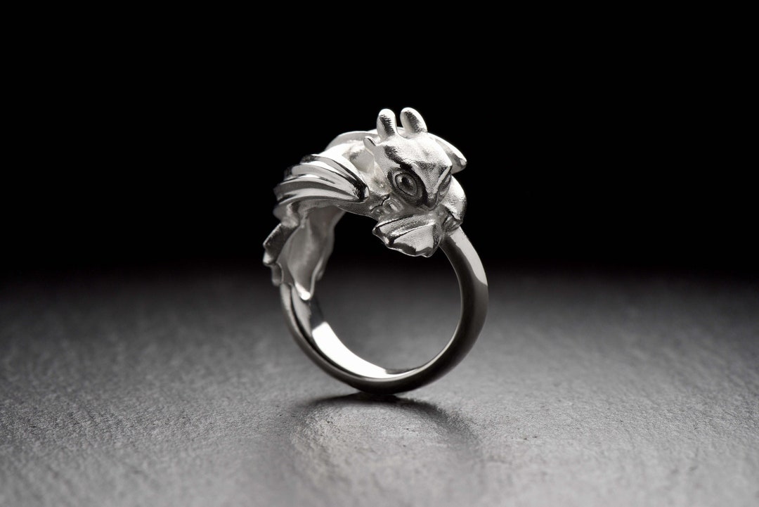 Sterling Silver Cute Dragon Ring, Fantasy Jewelry, Handmade Gift - Etsy