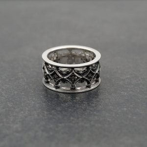 Sterling Silver Gothic Ring, Uniquely Designed Wedding Ring, Cathedral ...