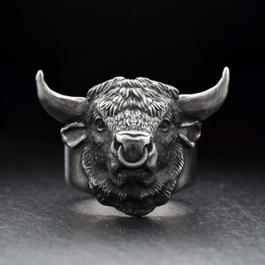 Sterling Silver Bull Ring, Animal Jewelry, Handmade Jewelry, Taurus ...