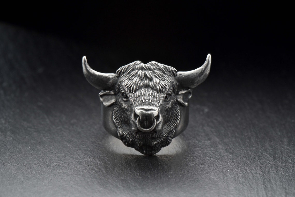 Sterling Silver Bull Ring: Handmade Animal Jewelry, Taurus Ring - Etsy