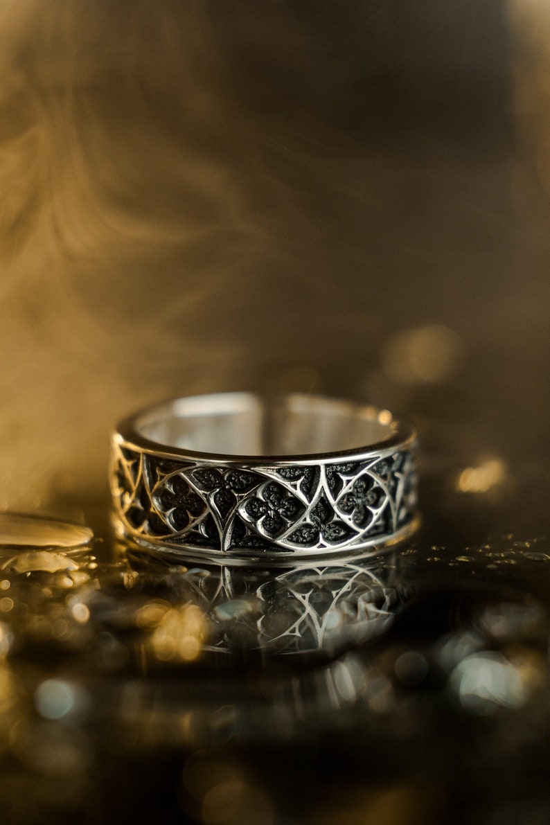Handmade Oxidized Sterling Silver Gothic Ring: Medieval Band - Etsy