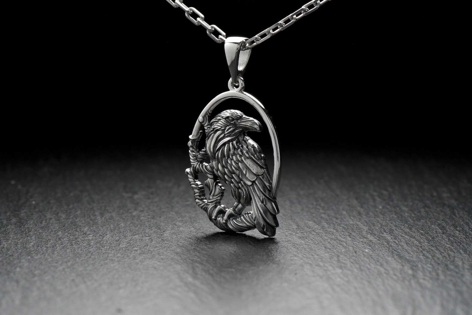 Sterling Silver Raven Pendant Necklace: Norse Viking Amulet - Etsy
