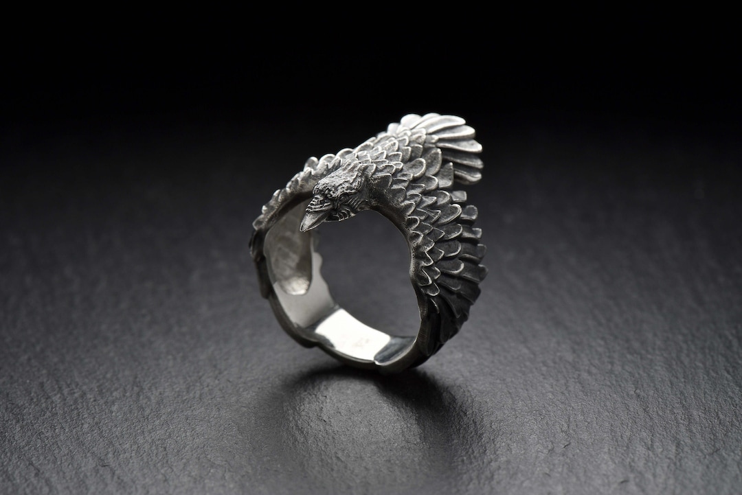 Sterling Silver Raven Ring, Handmade Bird Ring, Raven Lovers Gift ...