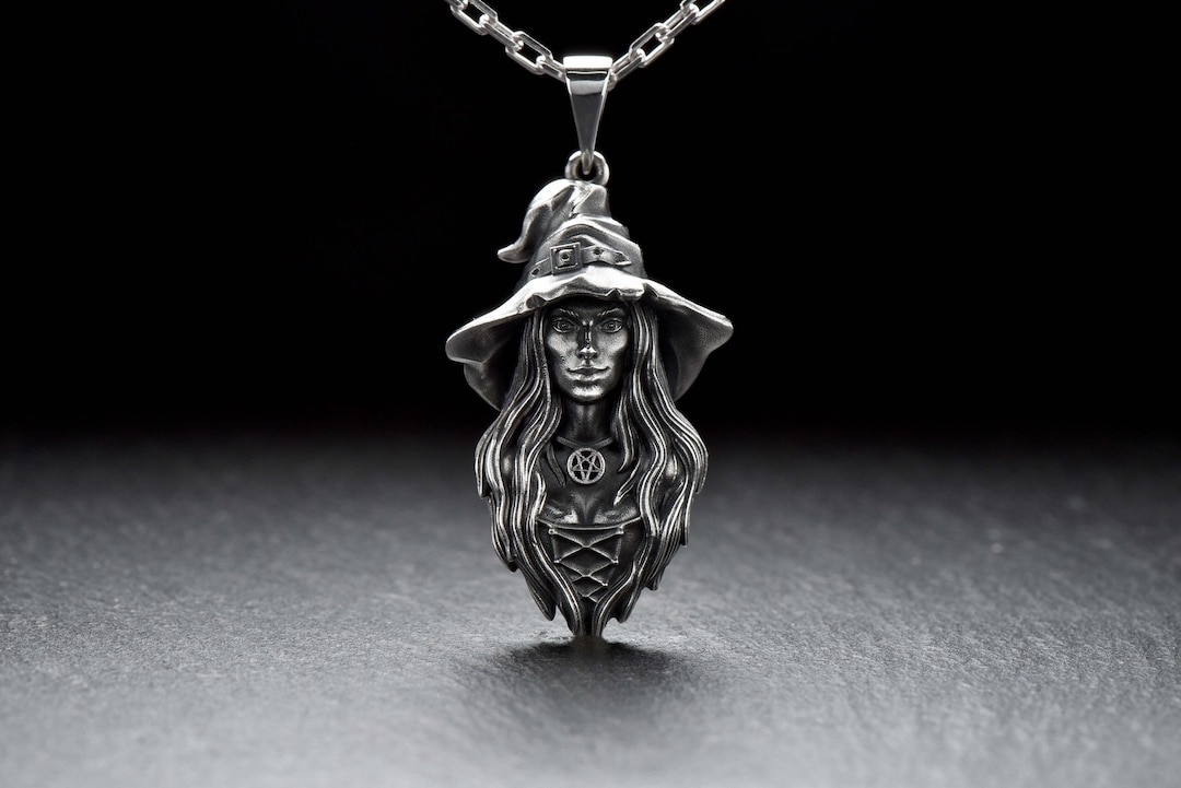 Sterling Silver Witch Pendant, Wizard Pendant, Mystic Jewelry, Gothic ...