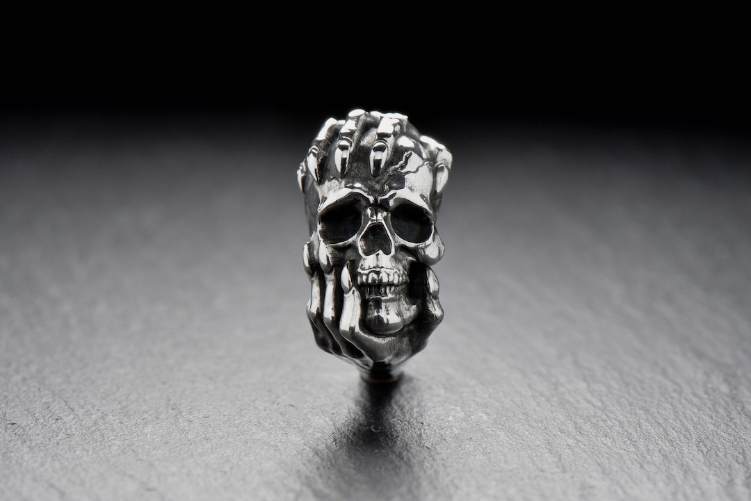 Sterling Silver Gothic Ring, Skull Ring, Goth Accessory, Biker Ring ...
