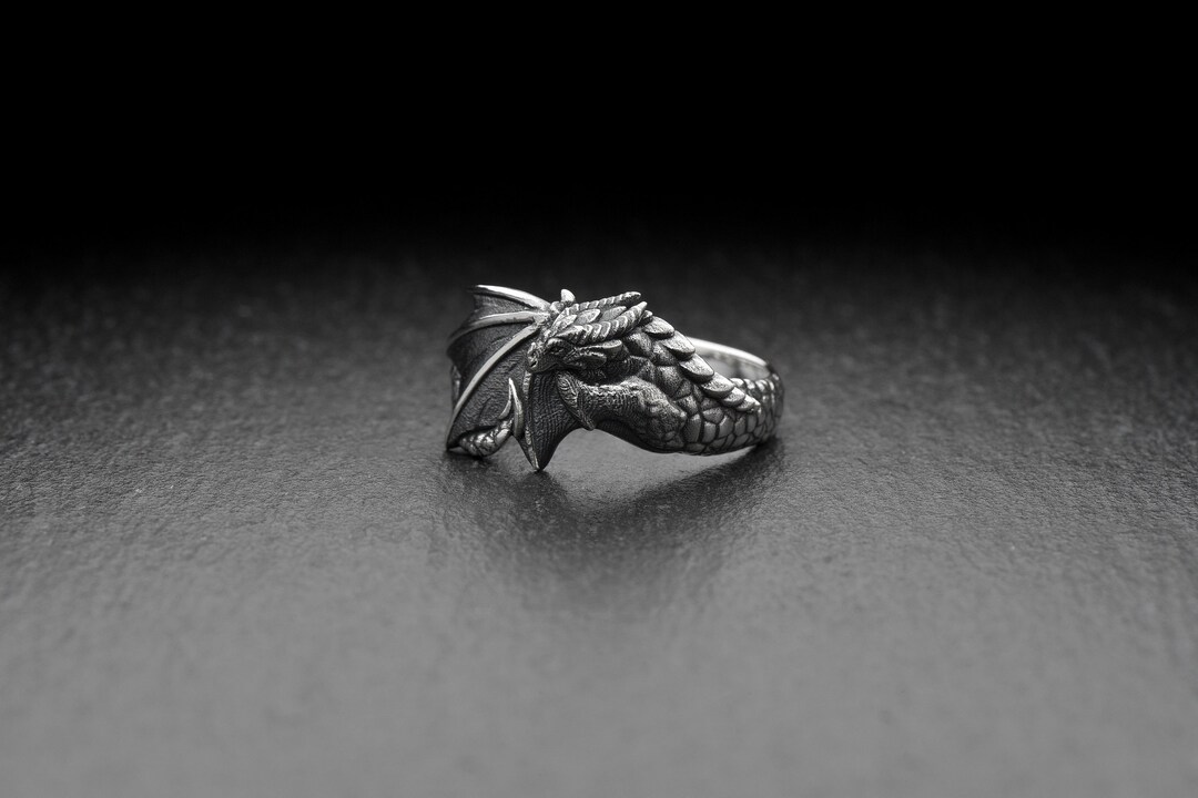 Sterling Silver Calm Dragon Ring, Dragon Jewelry, Handmade Dragon Ring ...