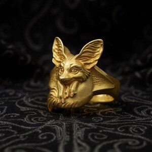 Sterling Silver Fennec Fox Ring, Fox Lovers Gift, Fox Ring, Animal ...