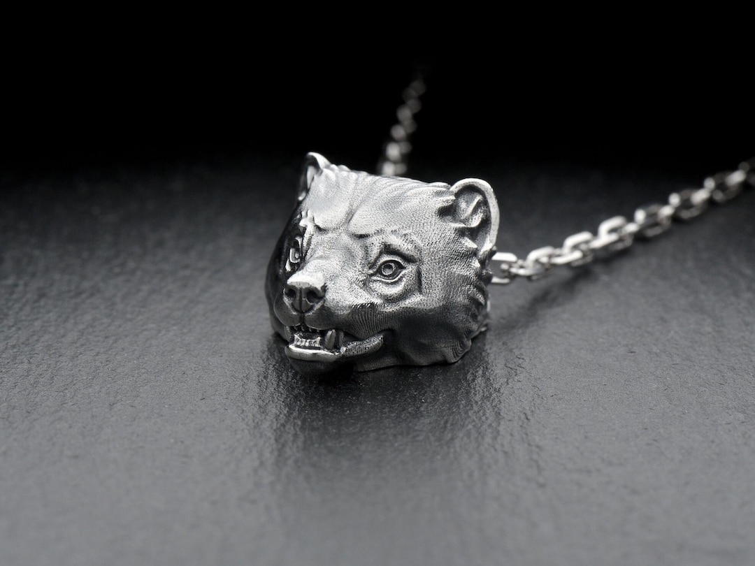 Sterling Silver Wolverine Pendant: Handmade Animal Necklace - Etsy