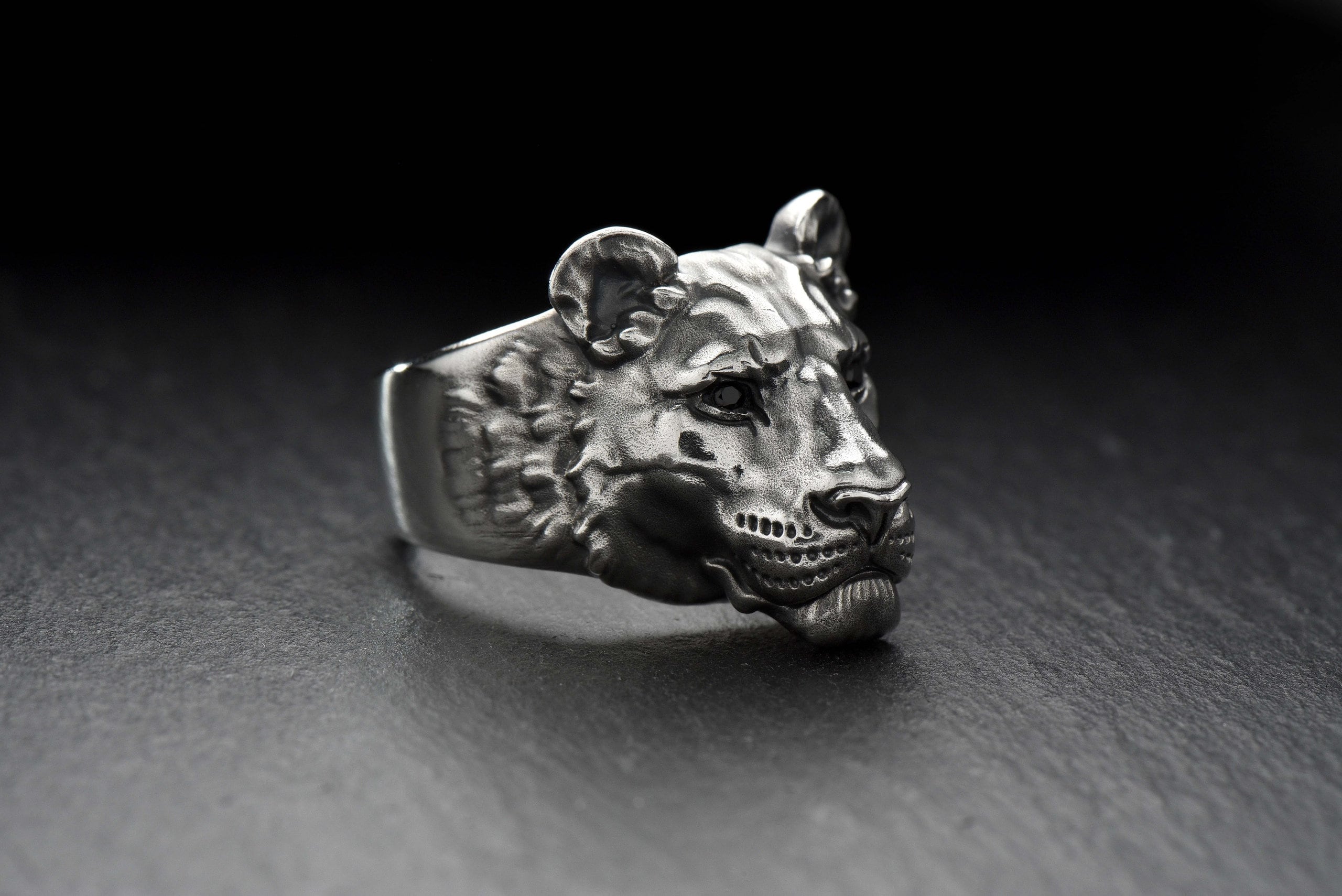 Sterling Silver Lioness Head Ring: Handmade Animal Jewelry - Etsy