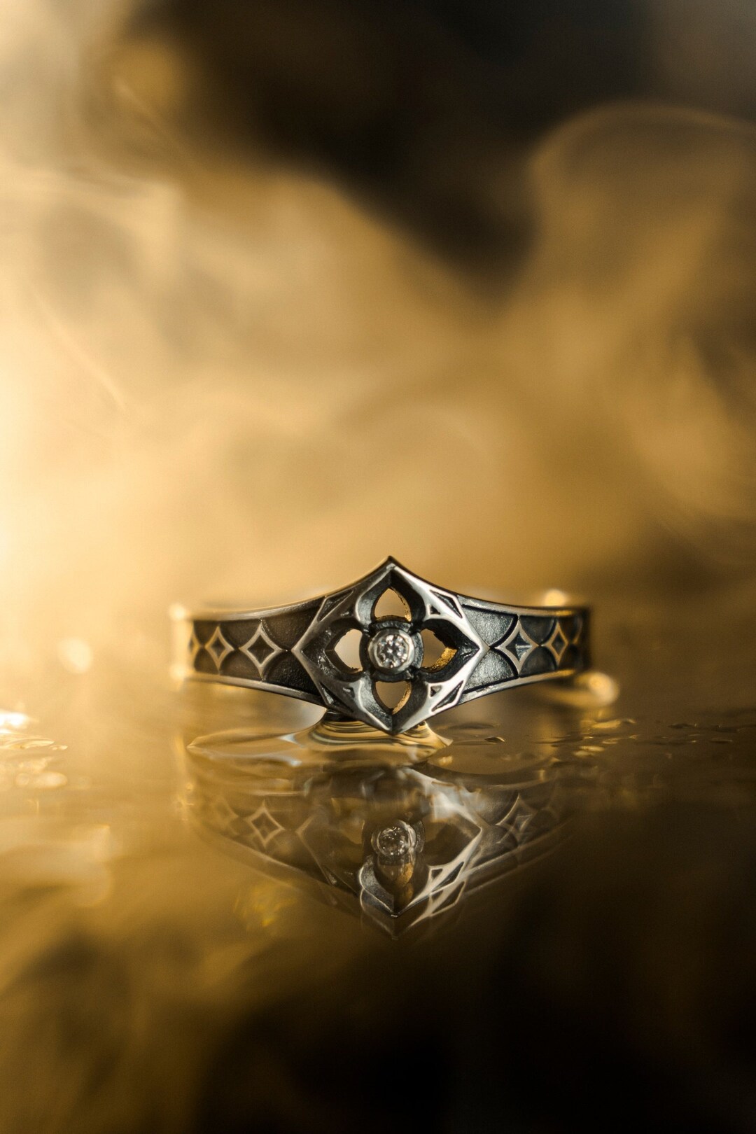 Sterling Silver Gothic Ring, Gemstone Ring, Handmade Goth Ring ...