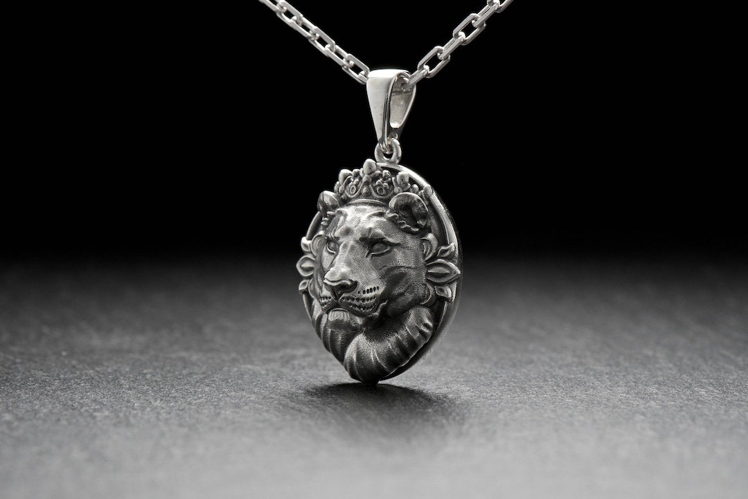 Sterling Silver Lioness Head Pendant: Handmade Wild Cat Necklace - Etsy