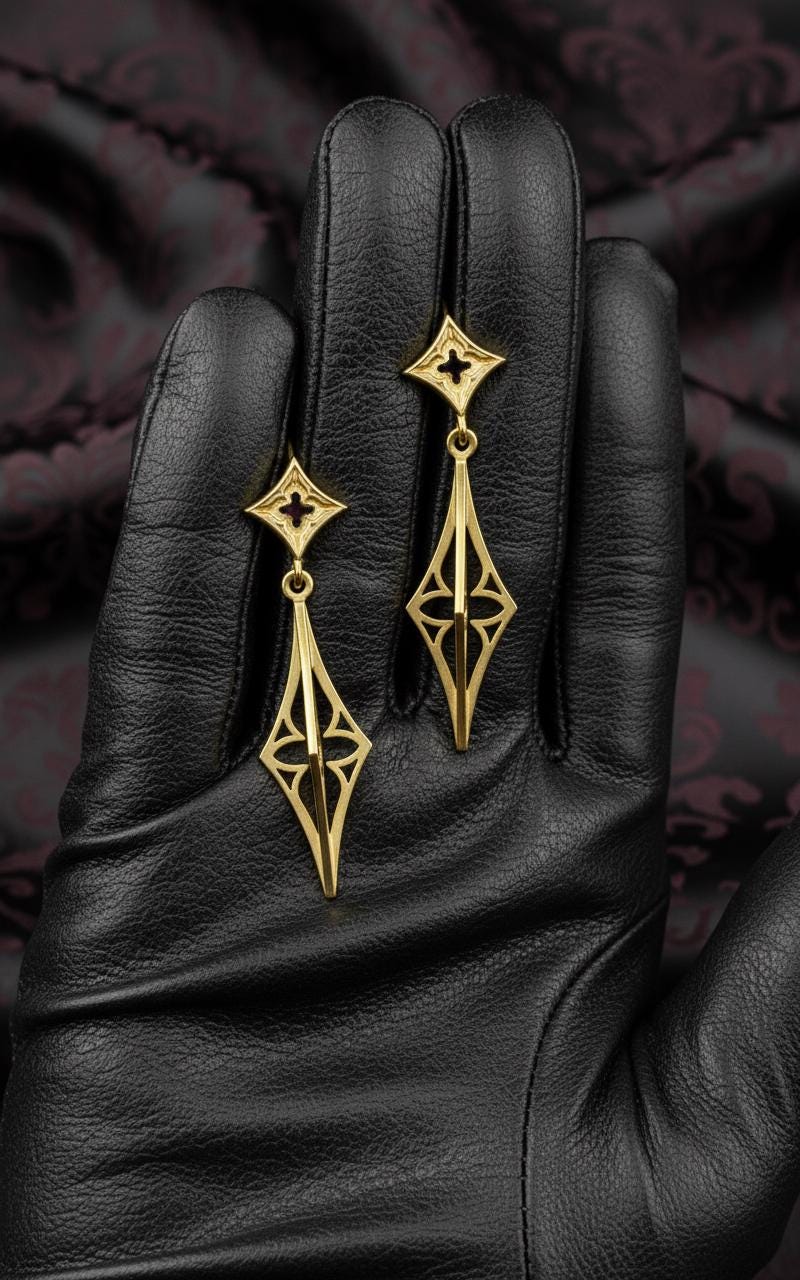Gothic Stiletto Earrings, Sterling Silver Spike Drop, Vampire Needle ...