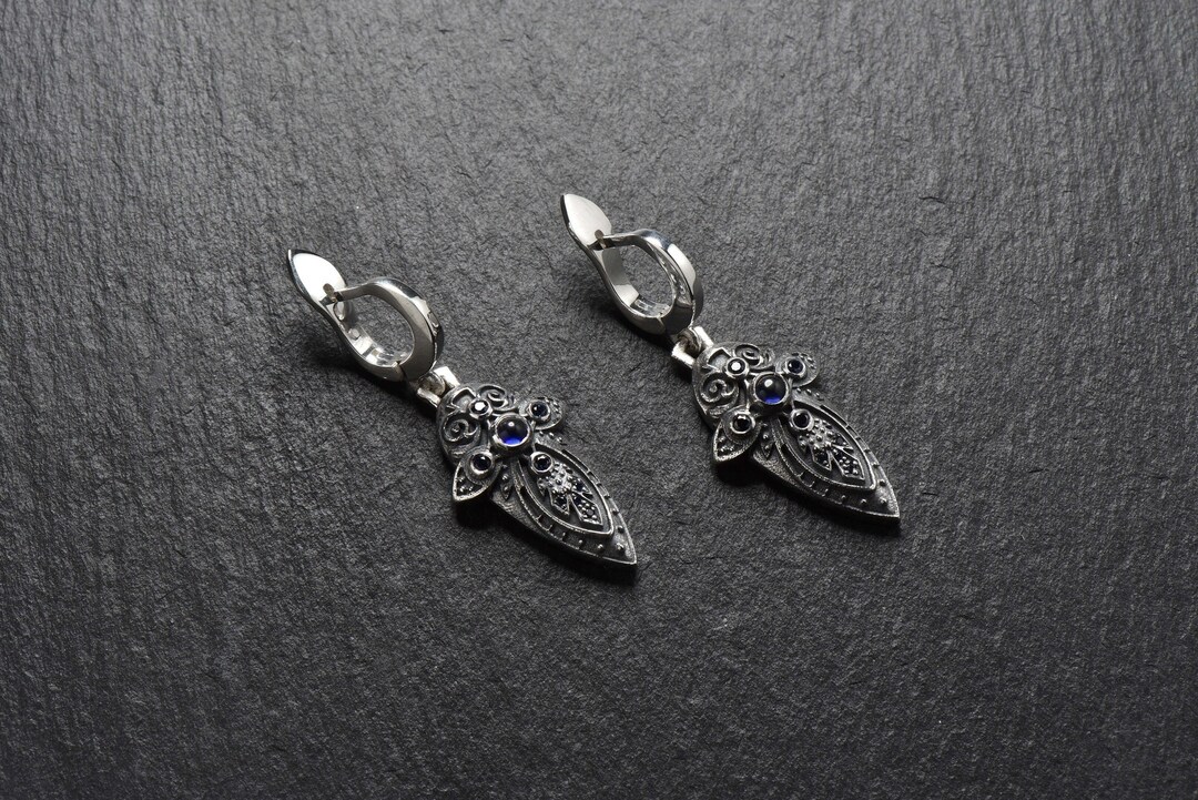 Sterling Silver Gothic Earrings, Crusaders Cross Earrings, Medieval ...