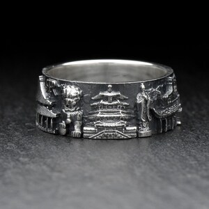Sterling Silver Beijing Cityscape Ring: Handmade China Jewelry - Etsy