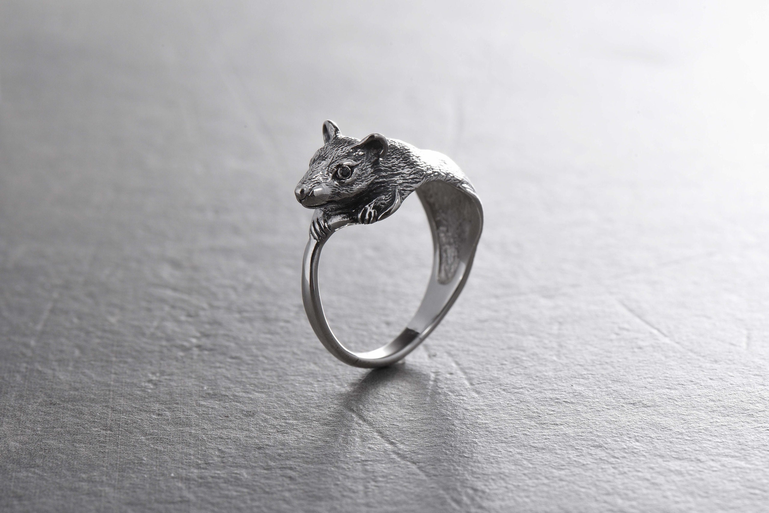 Sterling Silver Ring Mouse Animal Jewelry Rodent Ring Handmade Jewelry Statement Ring Whimsical Jewelry Animal Lover Gift