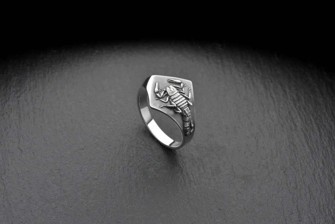 Sterling Silver Scorpion Signet Ring: Handmade Insect Jewelry - Etsy