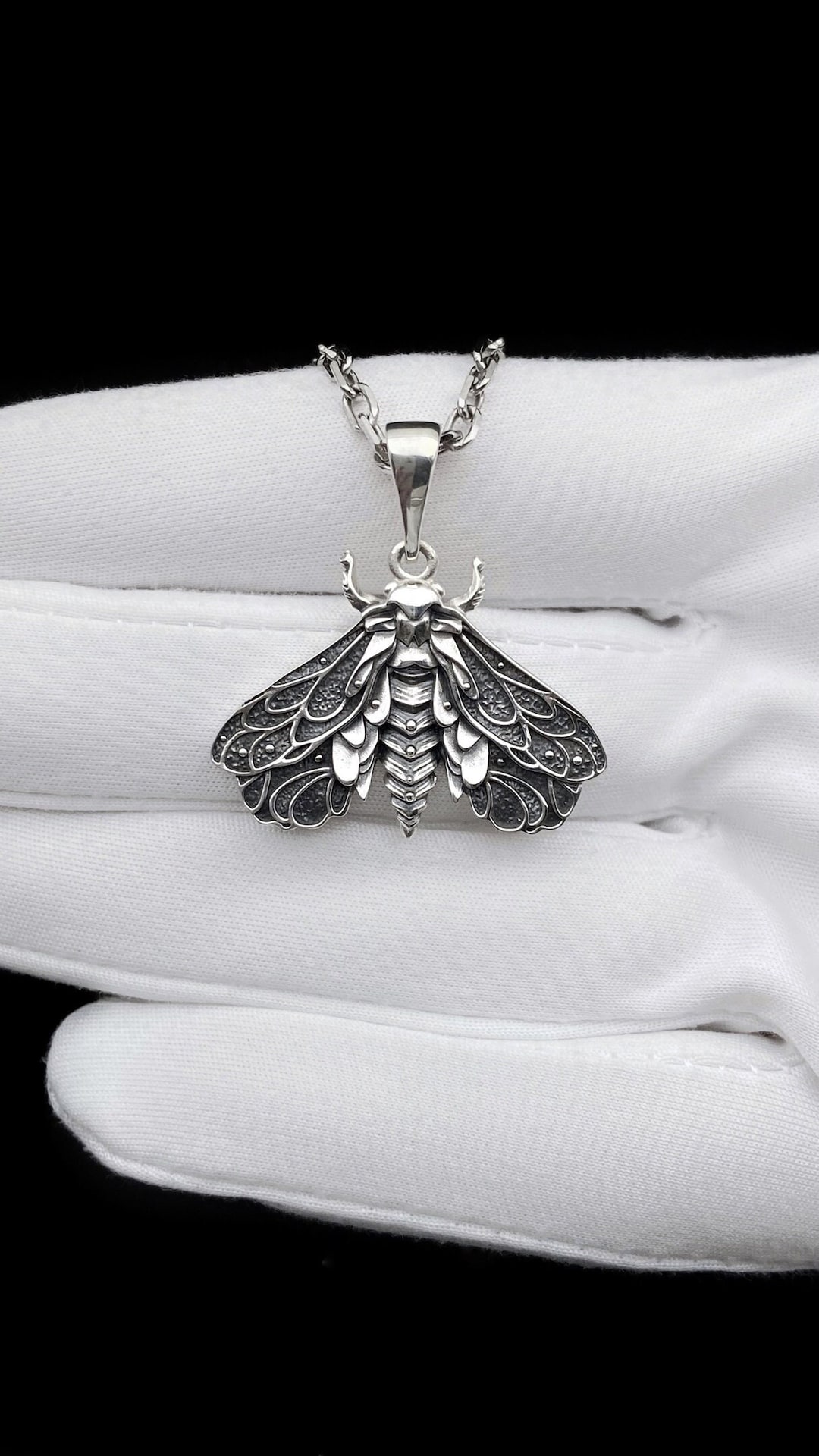 Sterling Silver Moth Pendant: Handmade Insect Necklace - Etsy