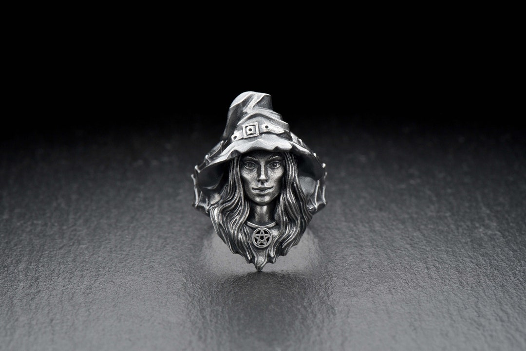 Sterling Silver Witch Ring, Wizard Ring, Mystic Jewelry, Gothic Ring ...