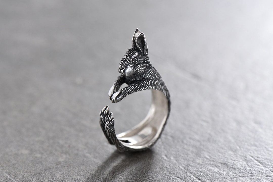 Sterling Silver Ring Hare, Animal Ring, Animal Jewelry, Hare Jewelry ...