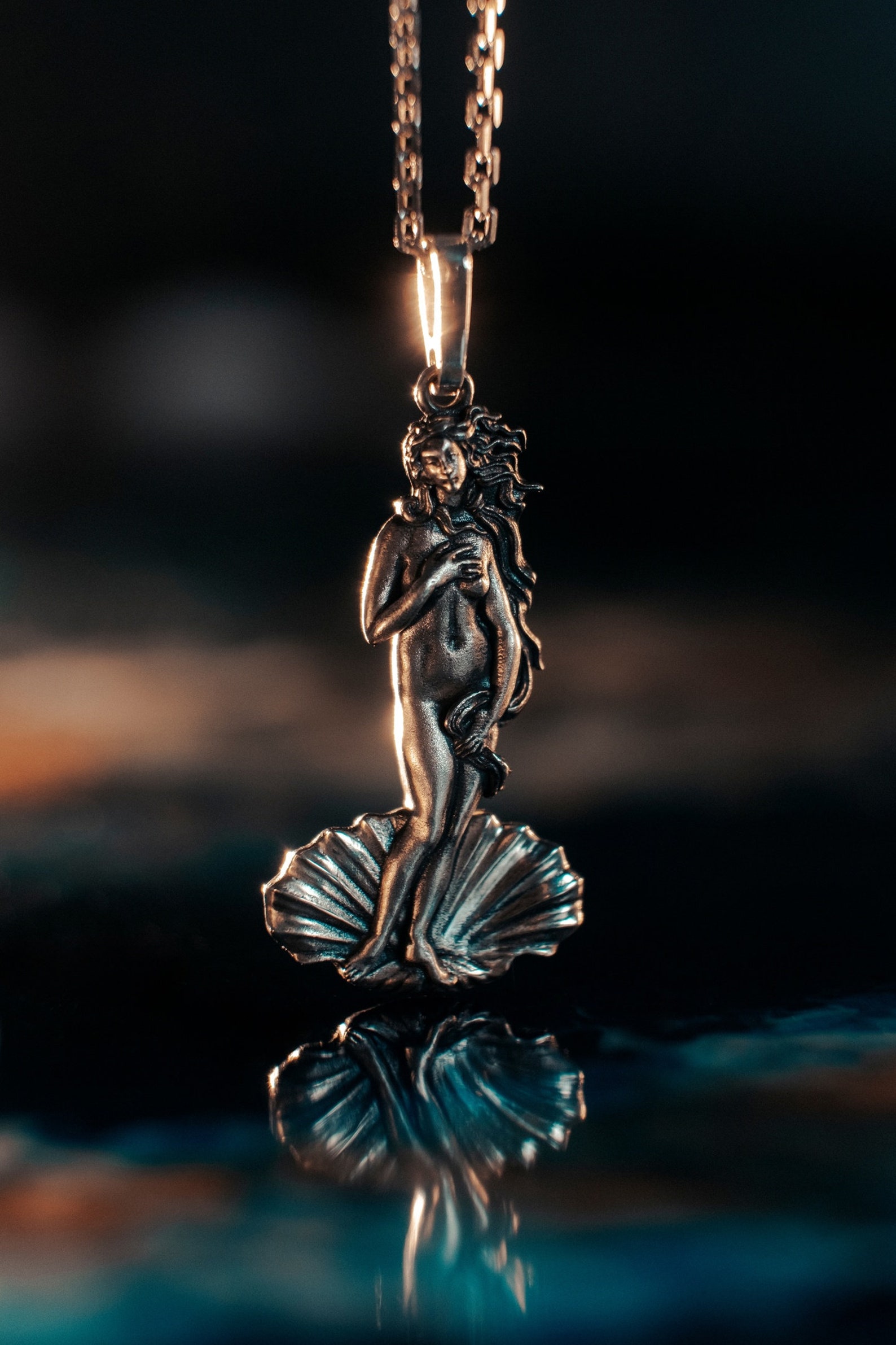 Sterling Silver Pendant Birth of Venus, Venus Necklace, Fantasy Lovers ...