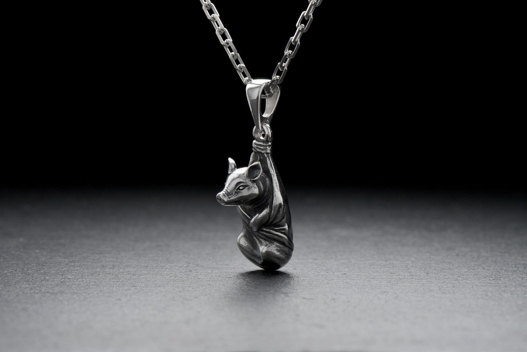 Sterling Silver Pig Pendant: Handmade Animal Jewelry - Etsy