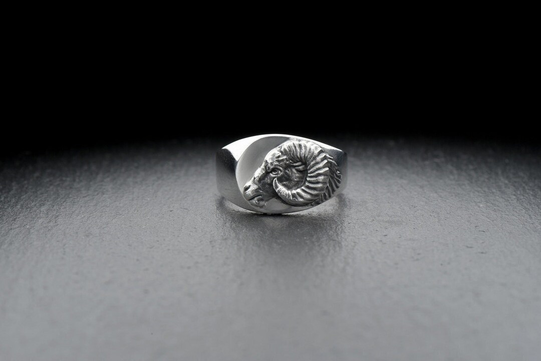 Sterling Silver Ram Signet Ring: Handmade Aries Zodiac Jewelry - Etsy