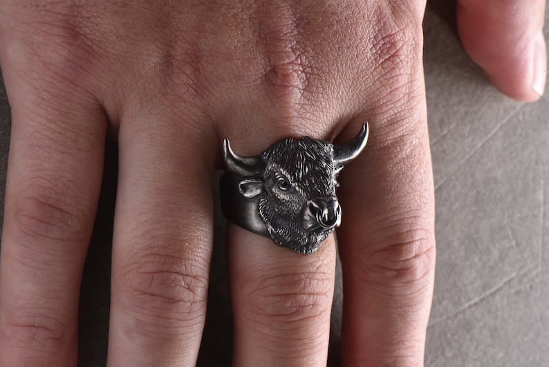Sterling Silver Bull Ring: Handmade Animal Jewelry, Taurus Ring - Etsy