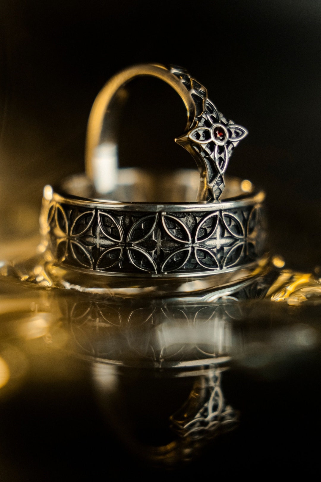 Sterling Silver Gothic Wedding Rings, Engagement Rings, Handmade ...