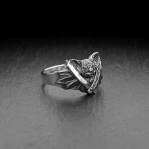 Sterling Silver Ring Bat, Vampire Bat Ring, Gothic Bat Ring, Animal ...