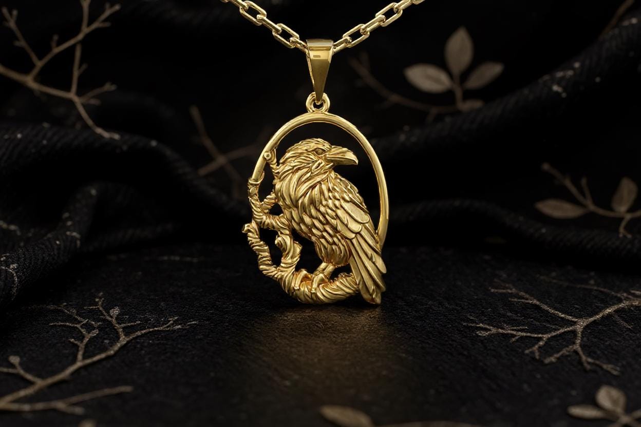 Sterling Silver Raven Pendant Necklace: Norse Viking Amulet - Etsy