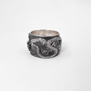 Sterling Silver Chinese Dragon Ring: Handmade Mythology Jewelry - Etsy