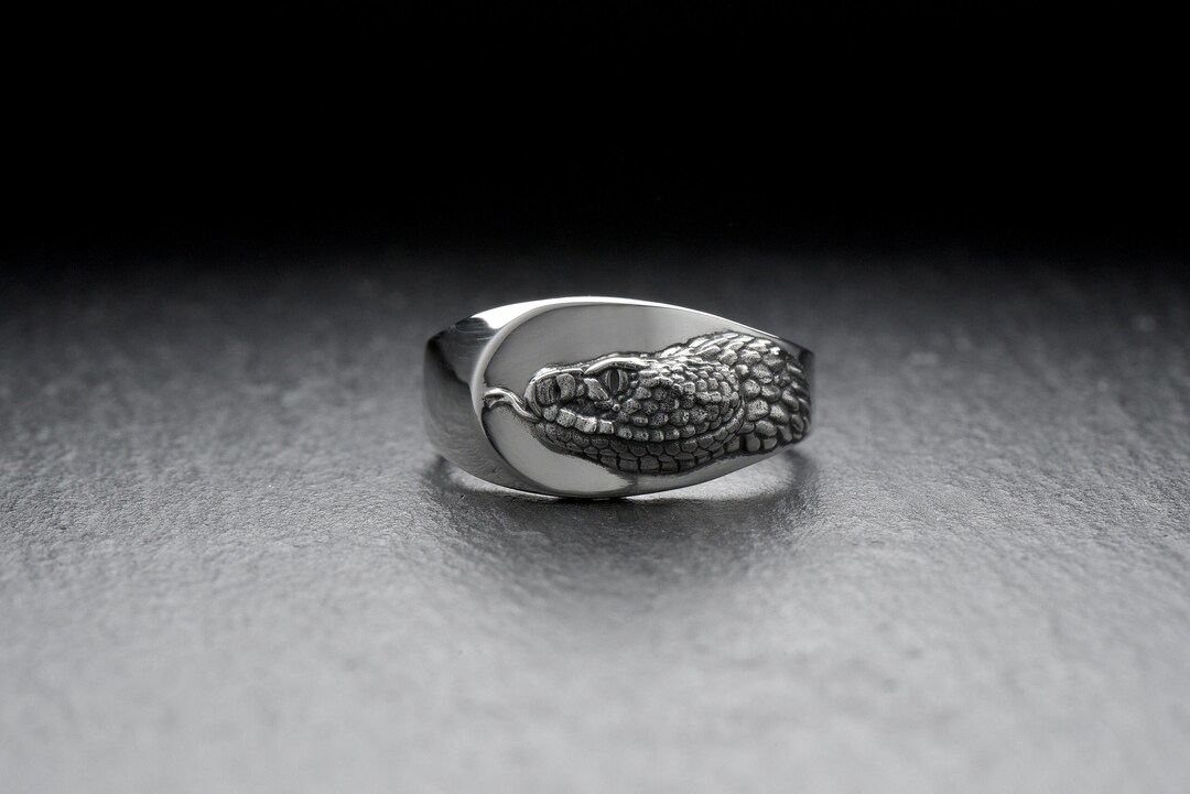 Sterling Silver Serpent Signet Ring, Serpent Ring, Snake Ring, Animal ...