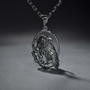 Sterling Silver Raven Pendant Necklace: Norse Viking Amulet - Etsy