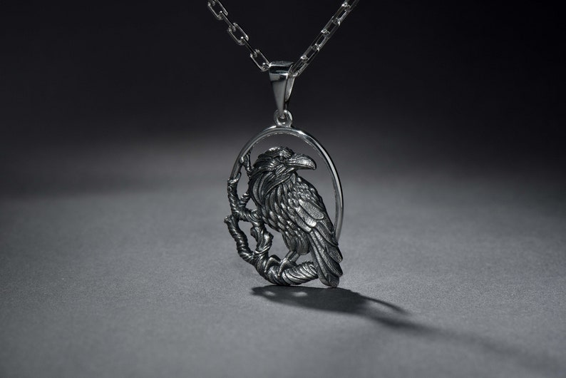 Sterling Silver Raven Pendant Necklace: Norse Viking Amulet - Etsy