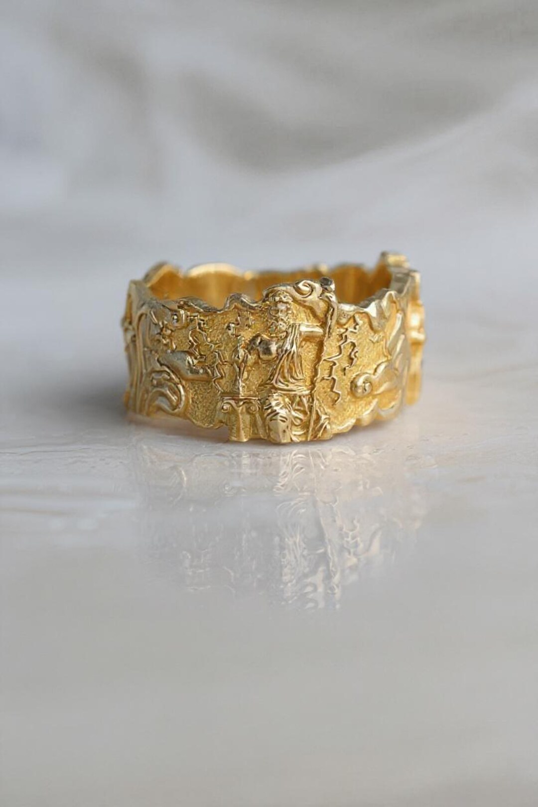 14K Gold Greek Gods Ring: Zeus, Poseidon, Hades - Mythology Statement ...