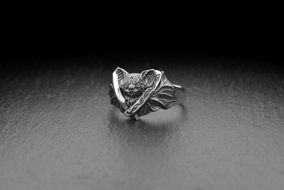 Sterling Silver Ring Bat, Vampire Bat Ring, Gothic Bat Ring, Animal ...