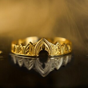 14K Gold Gothic Arch Ring: Medieval Cathedral Band With Triskelion - Etsy