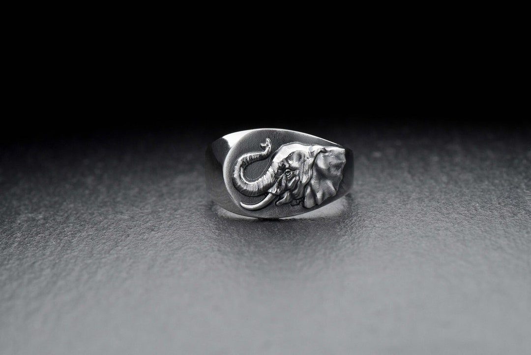 Sterling Silver Elephant Signet Ring: Handmade Animal Jewelry - Etsy