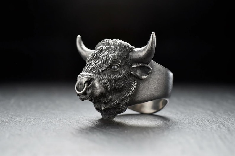 Sterling Silver Bull Ring: Handmade Animal Jewelry, Taurus Ring - Etsy