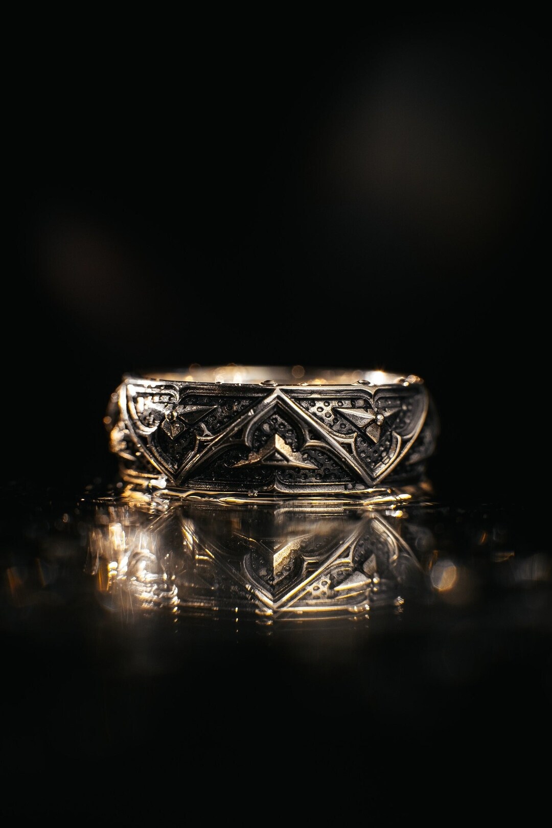 Sterling Silver Gothic Ring, Medieval Jewelry, Vintage Ring, Gift Idea ...