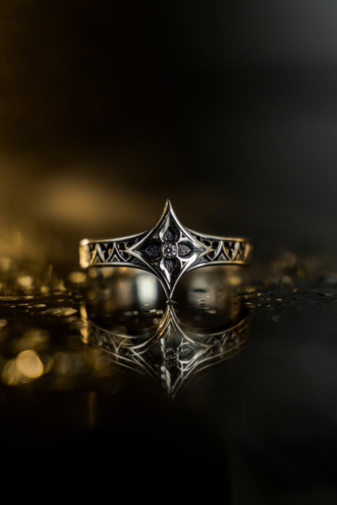 Sterling Silver Gothic Ring, Gemstone Ring, Handmade Goth Ring ...