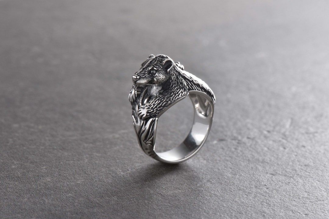 Sterling Silver Ring Skunk, Animal Jewelry, Handmade Animal Ring, Skunk ...