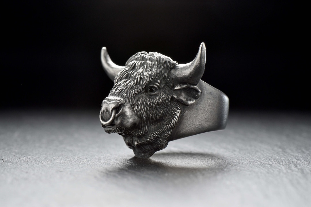 Sterling Silver Bull Ring, Animal Jewelry, Handmade Jewelry, Taurus ...