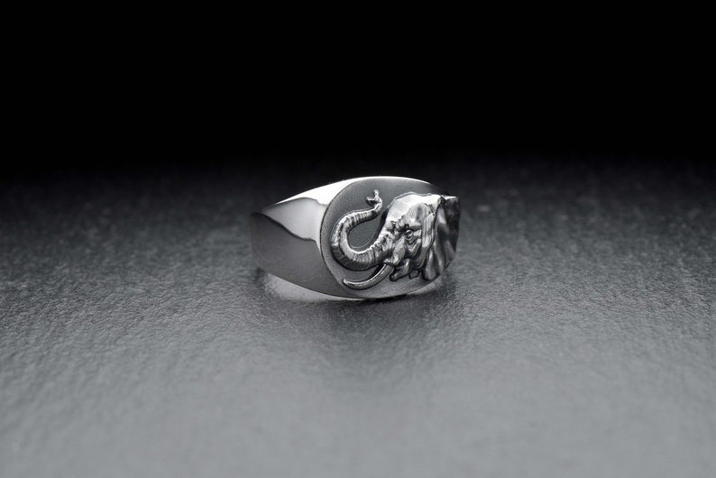 Sterling Silver Elephant Signet Ring: Handmade Animal Jewelry - Etsy