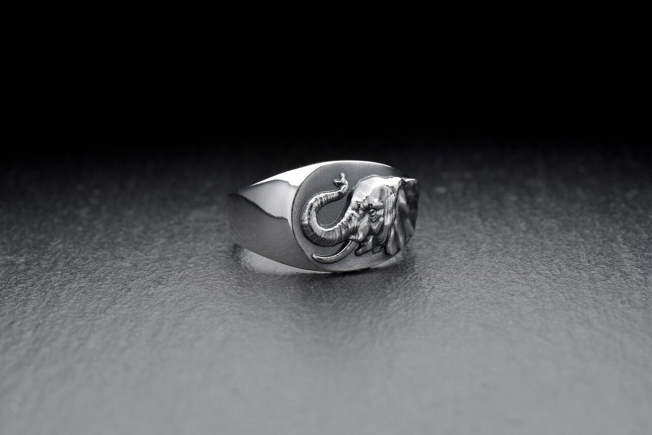 Sterling Silver Elephant Signet Ring: Handmade Animal Jewelry - Etsy