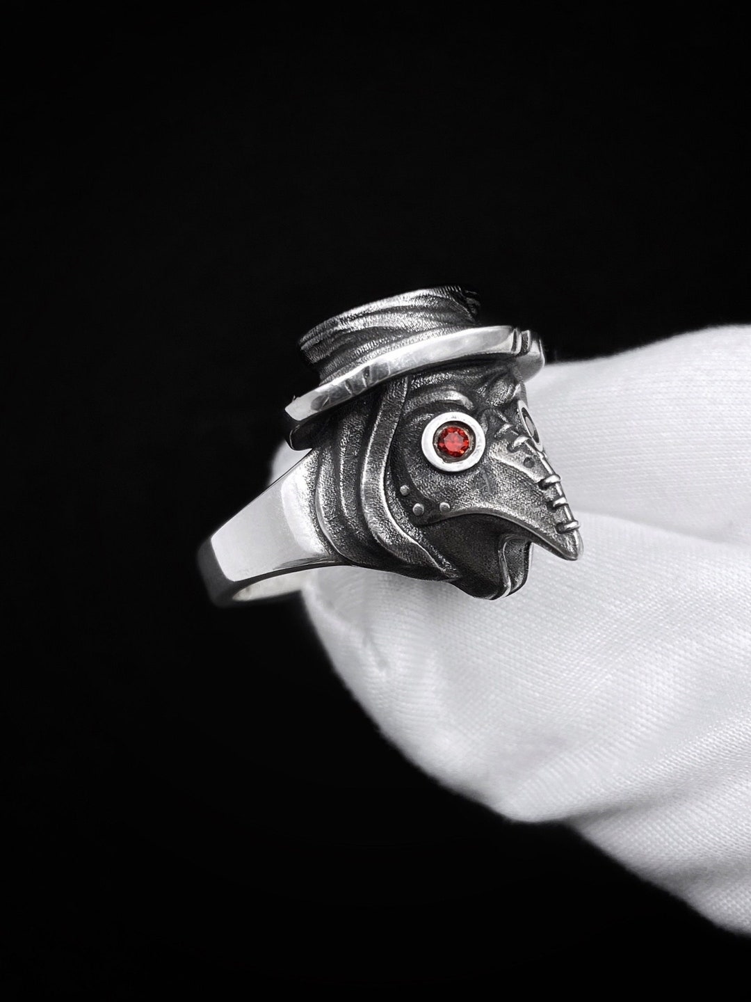 Sterling Silver Ring Plague Doctor, Gothic Ring, Gothic Lovers Gift ...