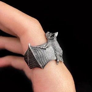 Oxidized Sterling Silver Bat Ring: Gothic Animal Jewelry - Etsy