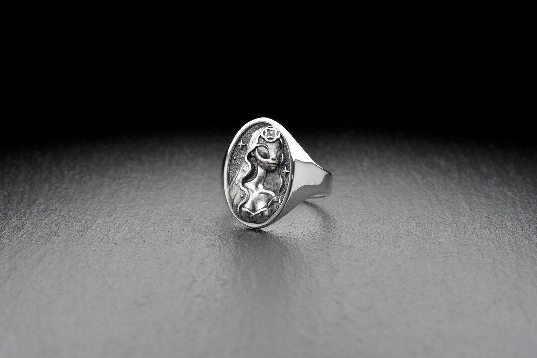 Sterling Silver Alien Ring, Wedding Ring, Alien Bride Ring, Handmade ...