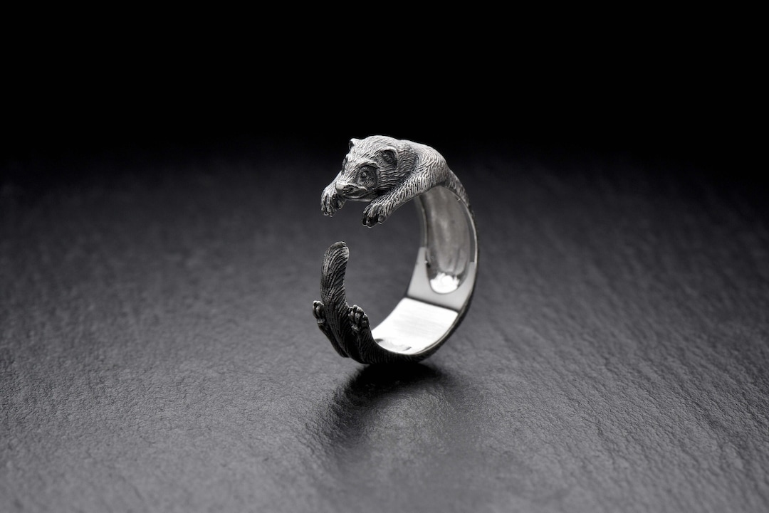 Sterling Silver Ferret Ring, Handmade Ferret Ring, Ferret Jewelry ...